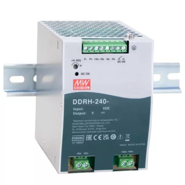 MEAN WELL DDRH-240-24 DC to DC Converter 240W 250-1500VDC Input 24V 10A Output DIN Rail Type ...